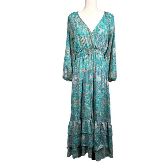 Boemo | Dresses | Anthropologie Boemo Turquois Ruffle Tiered Maxi ...